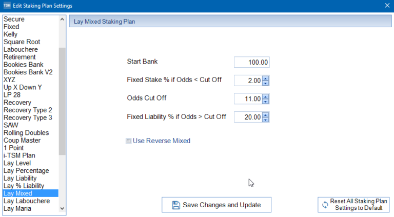 Lay Mixed Staking Plan - The Staking Machine