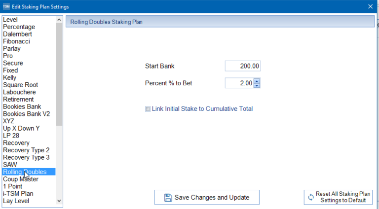 Rolling Doubles Staking Plan - The Staking Machine